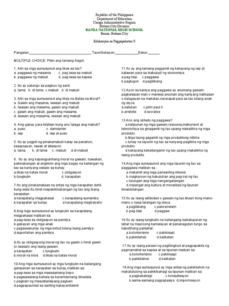 2nd ESP 9 TQ New | PDF