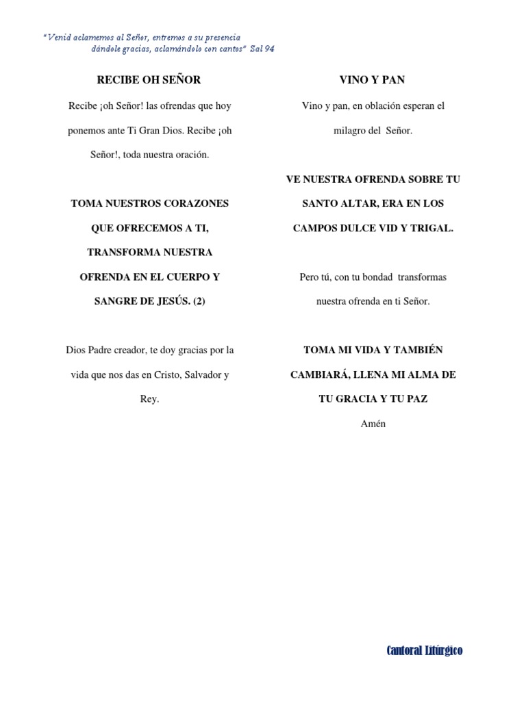 Cantos Ofrendas | PDF | eucaristía | Oración