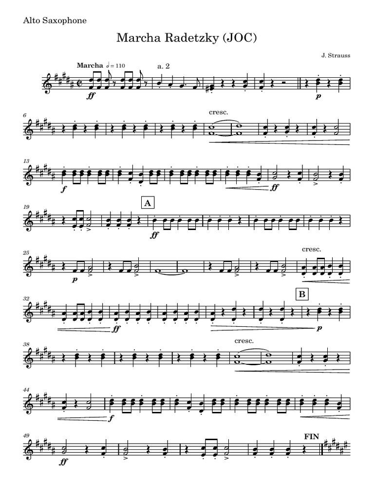 02 - Alto Saxophone - Marcha Radetzky (JOC) | PDF | Saxophone