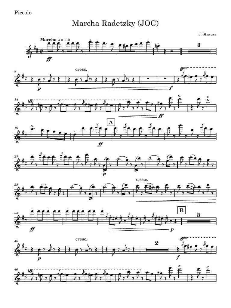 32 - Piccolo - Marcha Radetzky (JOC) | PDF