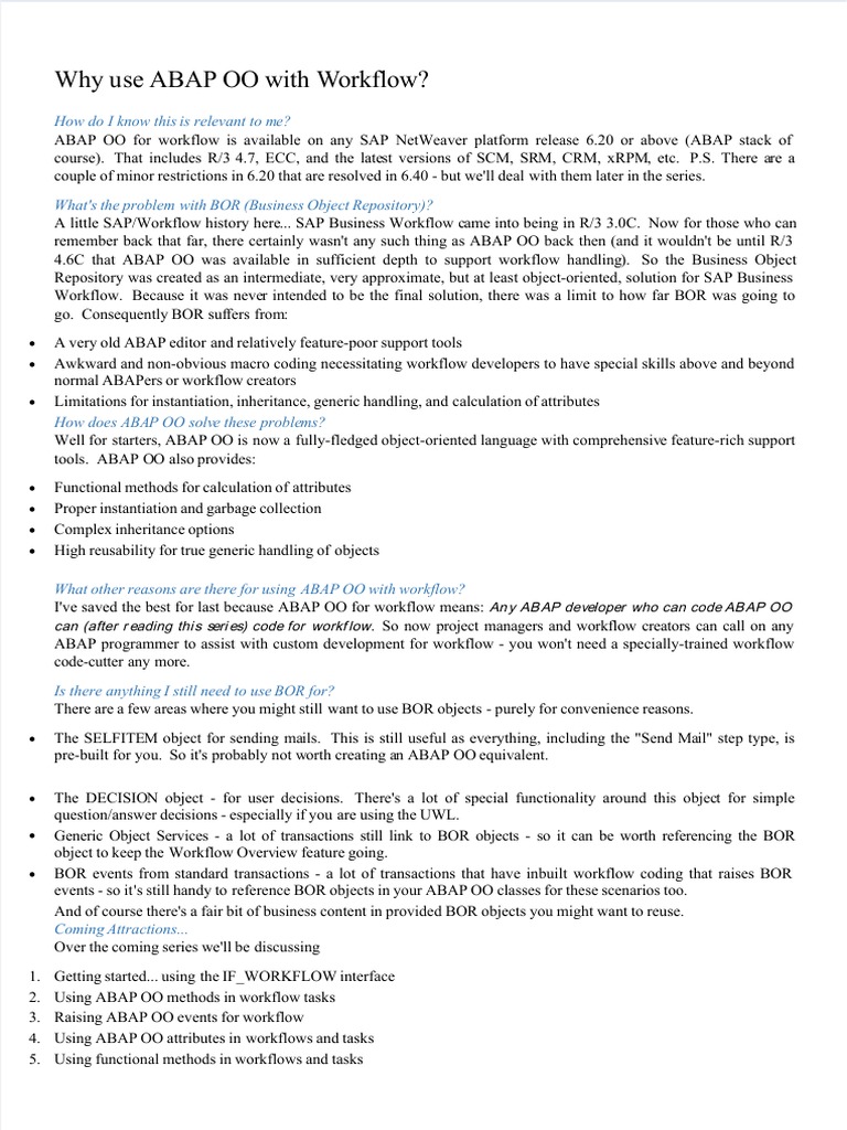 Getting Started With Abap Oo For Workflow | PDF | Method (Computer Programming) | Programming