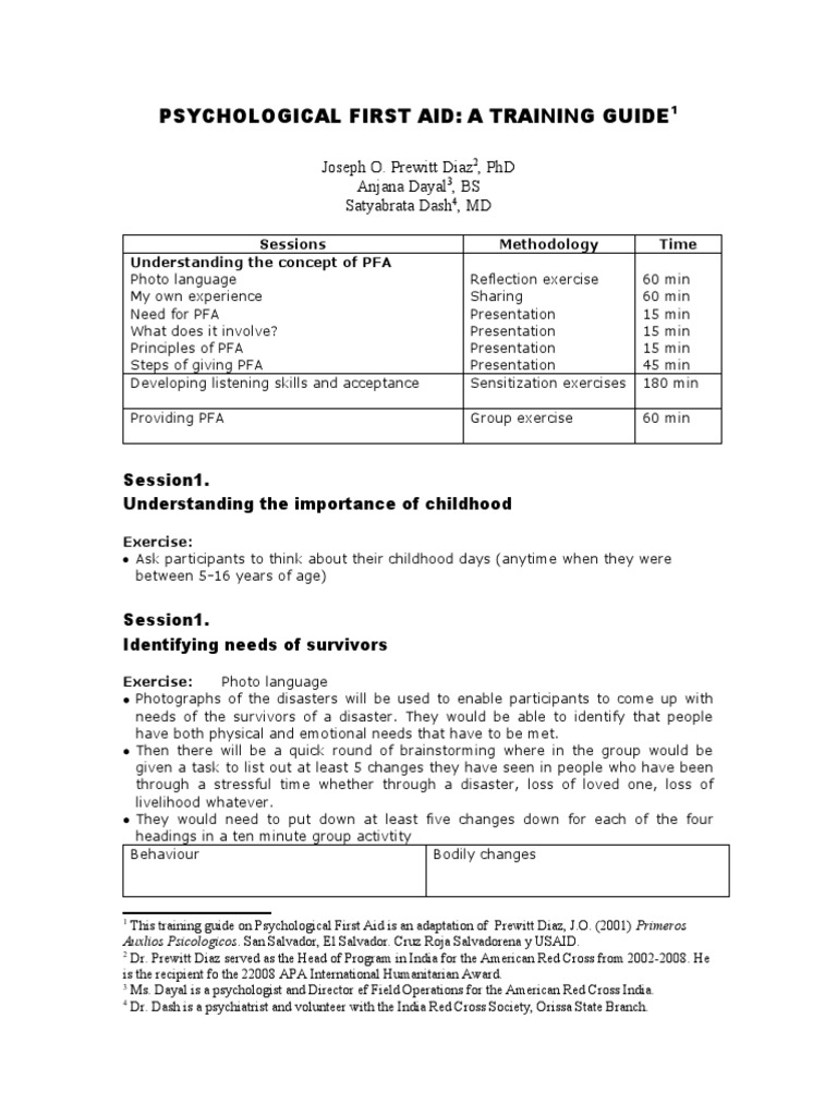 Psychological First Aid Training Guide | PDF | Health Care | Anxiety