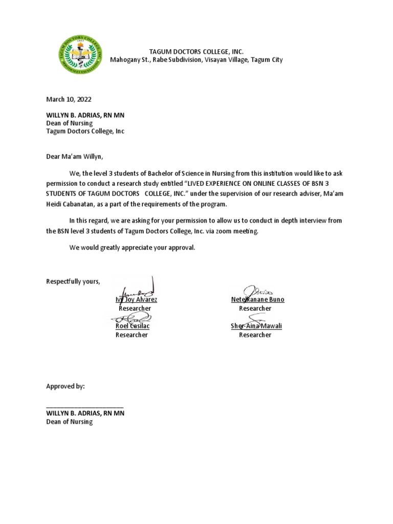 Letter To Ma'Am Adrias | PDF