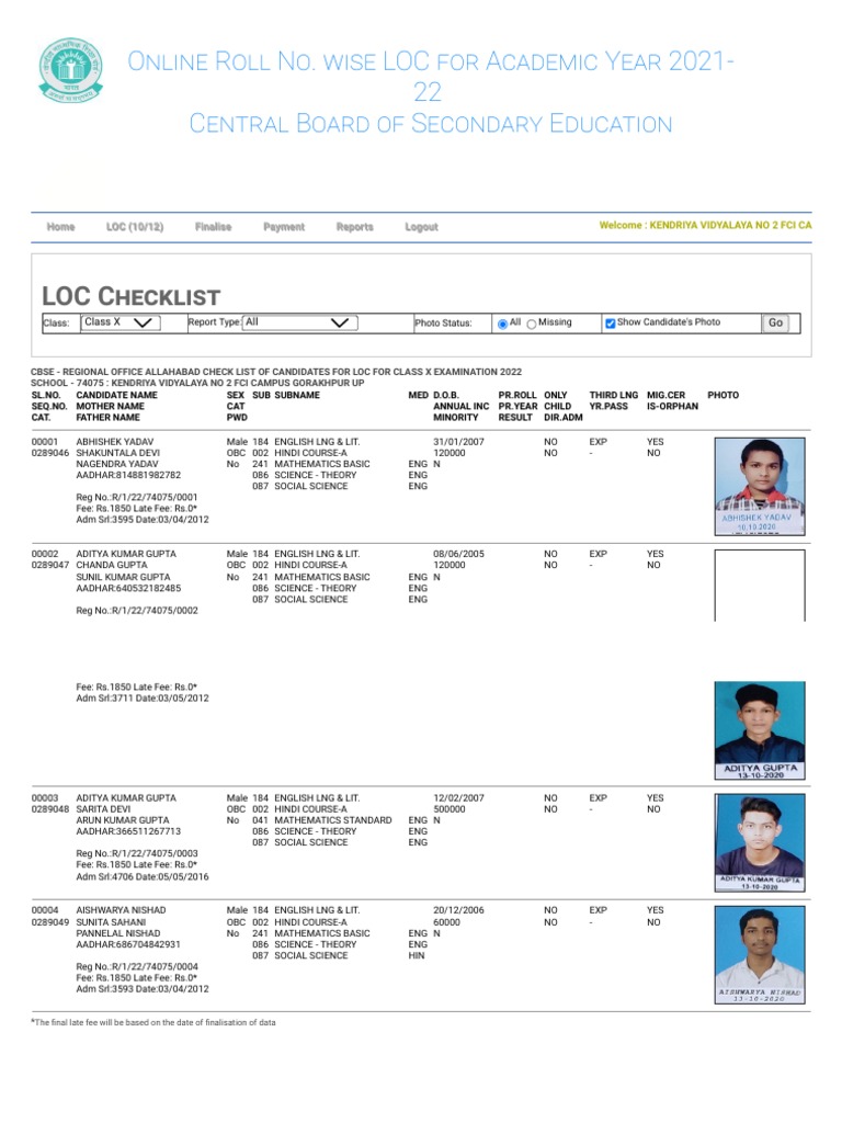 Class 10 Check List | PDF | Government Of India
