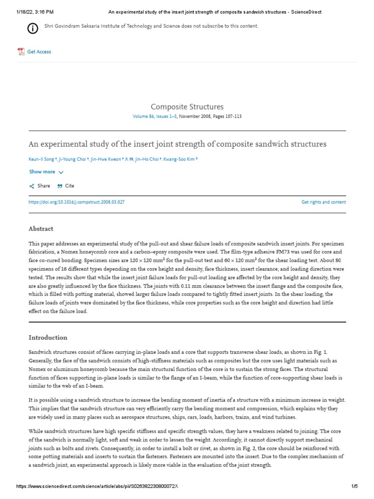 An Experimental Study of The Insert Joint Strength of Composite ...