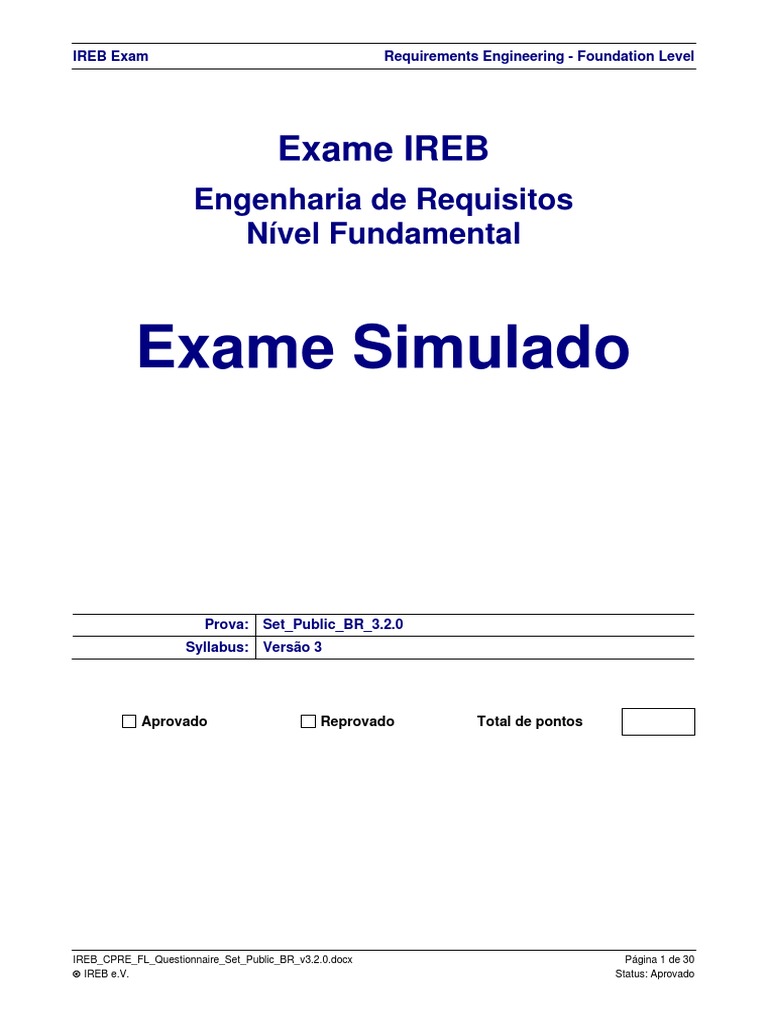 IREB CPRE FL Questionnaire Set Public BR v3.2.1 | PDF | Diagrama de caso de uso | Engenharia