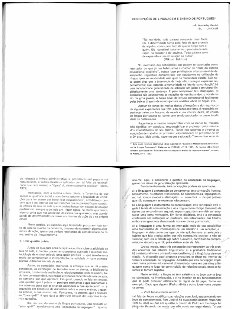 Geraldi Concepções De Linguagem E Ensino De Português Pdf