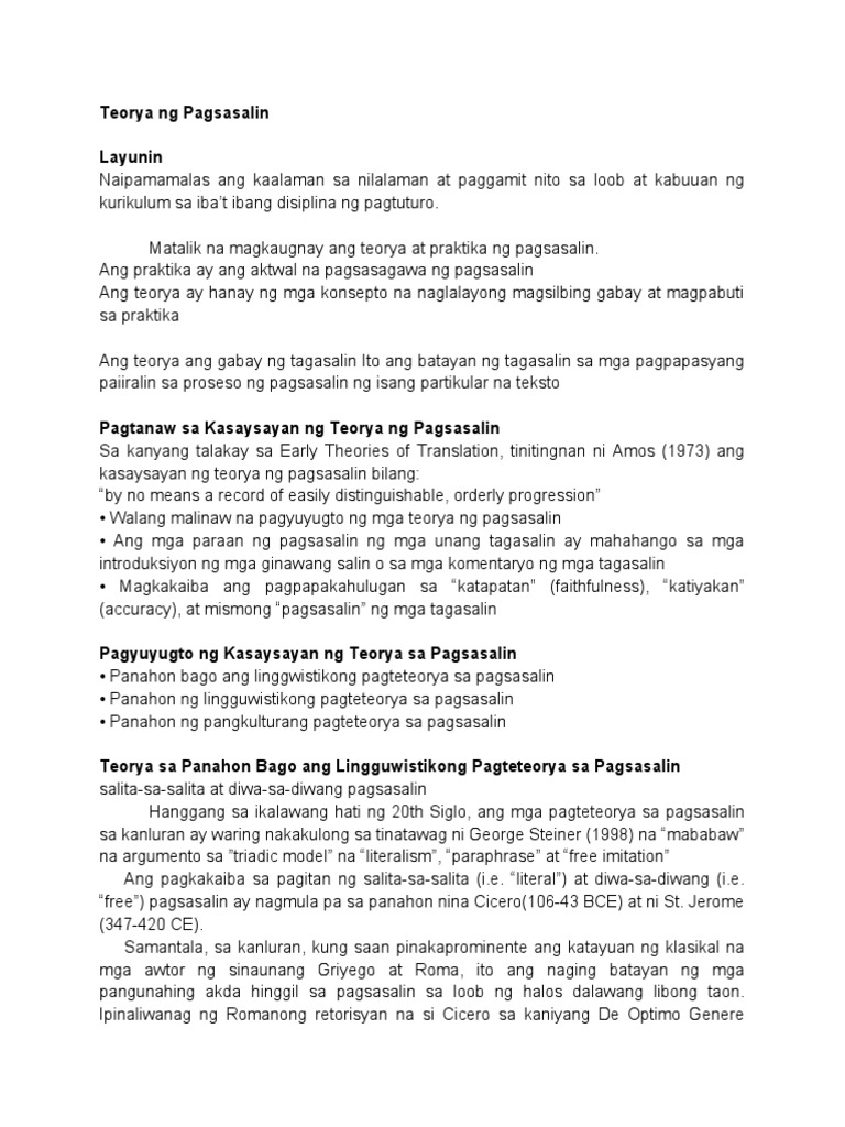 Teorya NG Pagsasalin | PDF
