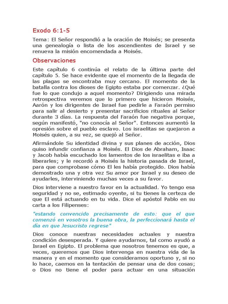 Exodo 6 | PDF | Moisés | Libro del éxodo