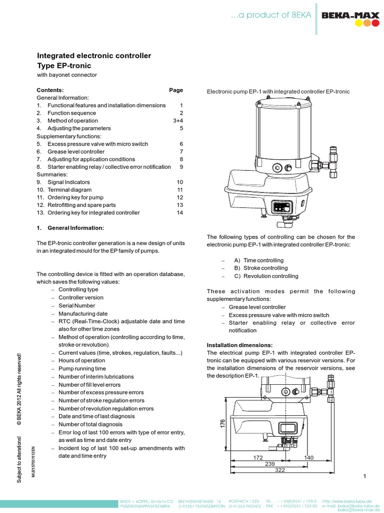 Integrated Electronic Controller Type EP-tronic: Contents | PDF ...