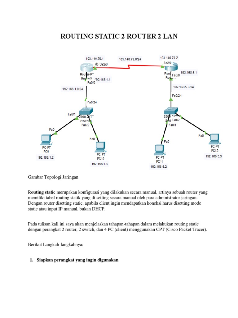 Routing Static 2 Router 2 Lan Pdf