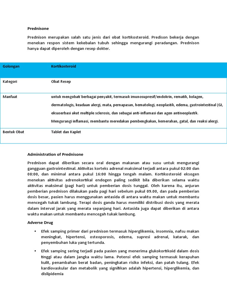 Panduan Lengkap Prednison Obat Kortikosteroid | PDF