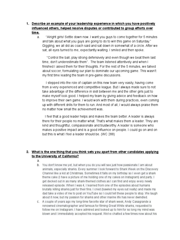 Personal Insight Questions | PDF | Sharks