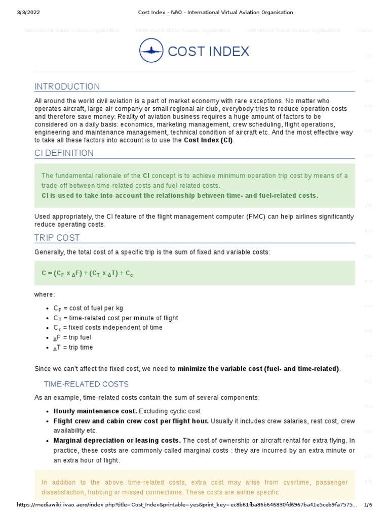 Cost Index | PDF | Aerospace | Aviation
