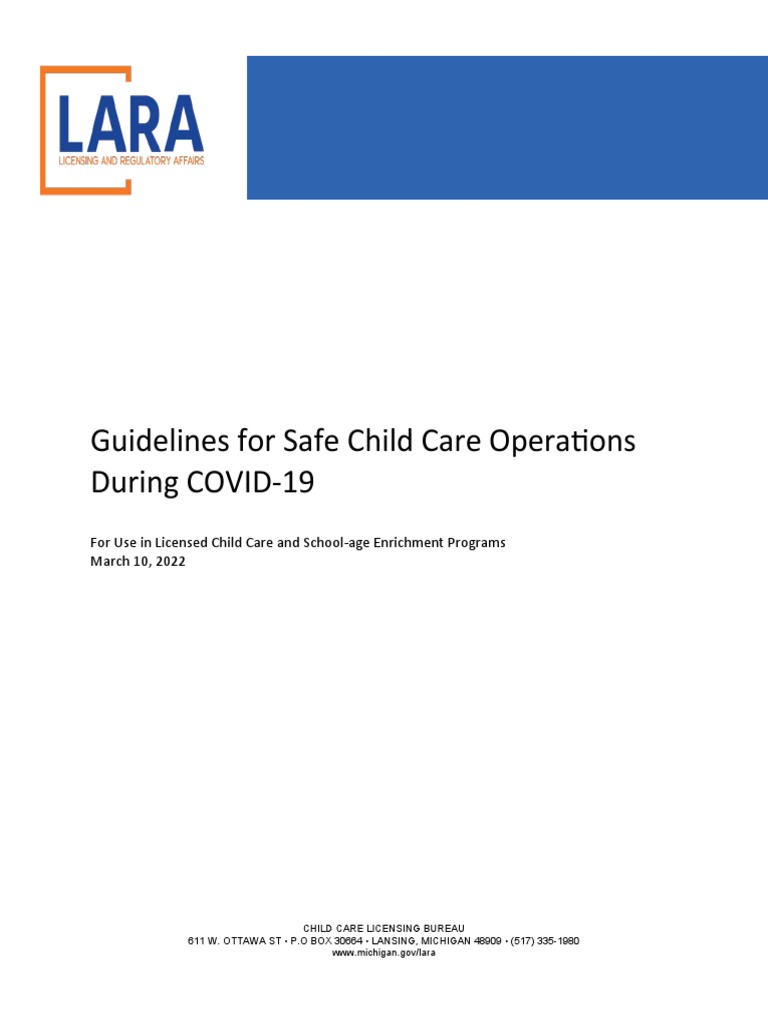 Guidelines For Safe Child Care Operations During COVID-19 | PDF | Hand ...