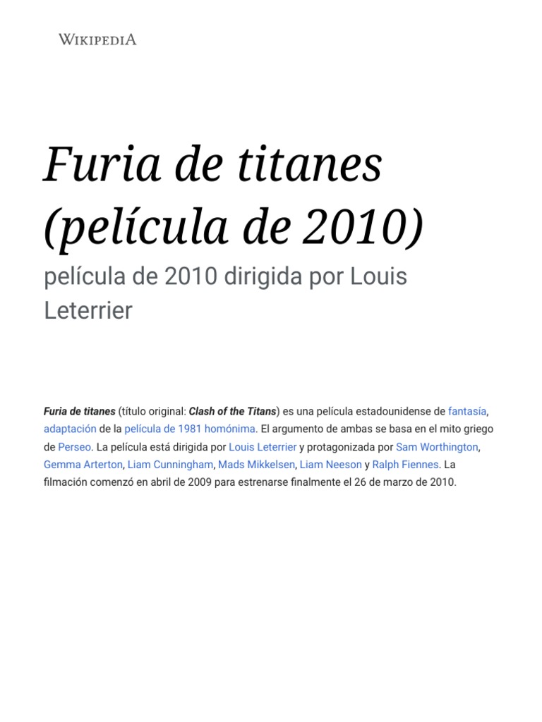 Furia de Titanes | PDF
