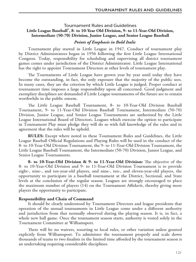 Tournament Rules and Guidelines: Points of Emphasis in Bold Italic ...