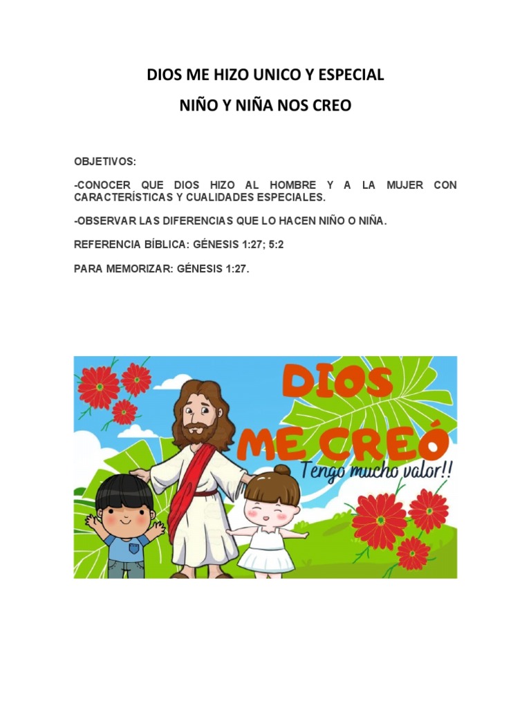 DIOS ME HIZO UNICO Y ESPECIAL Yeini Peña, Colombia | PDF | Libro del ...