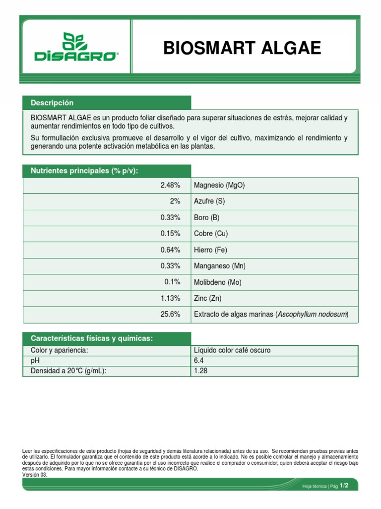 Biosmart Algae | PDF | Ciencias fisicas | Química