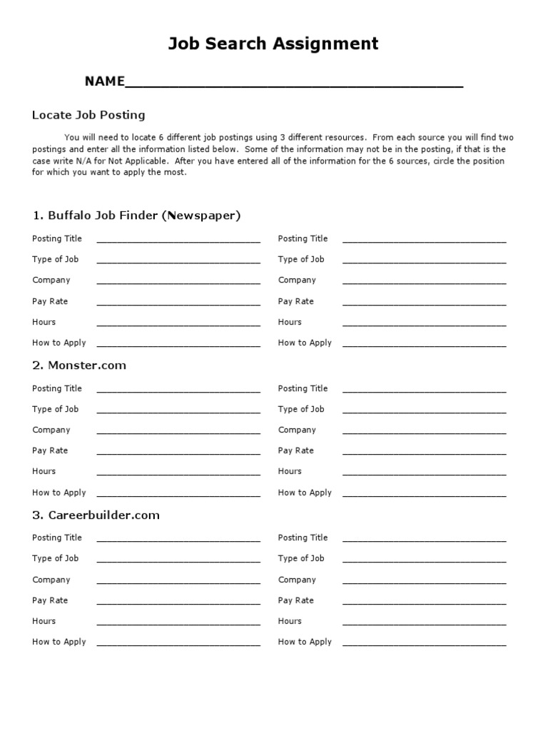 Job Search Assignment: NAME | PDF | Résumé | Teachers