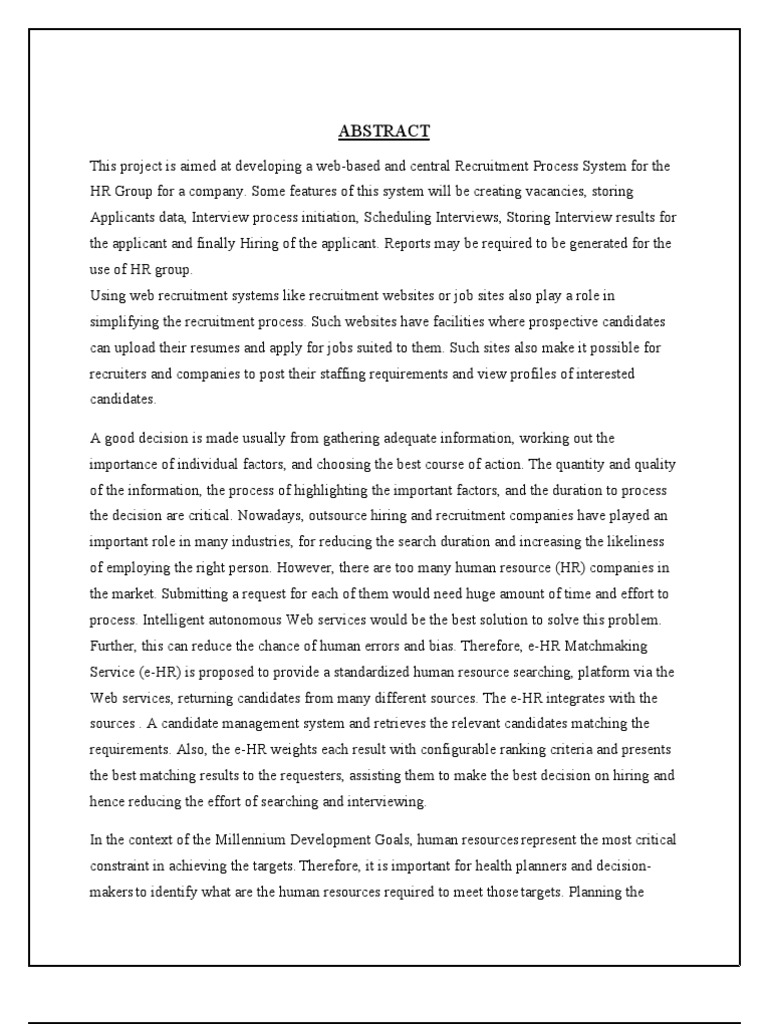 Abstract | Recruitment | Human Resource Management