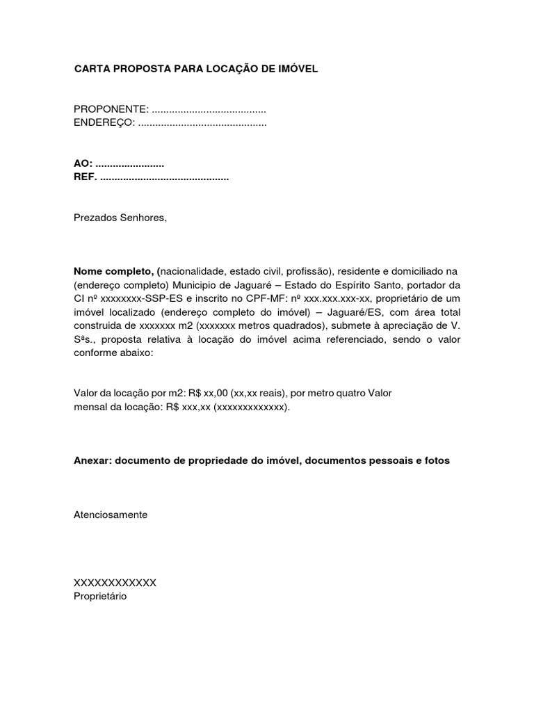 Modelo de Carta Proposta | PDF