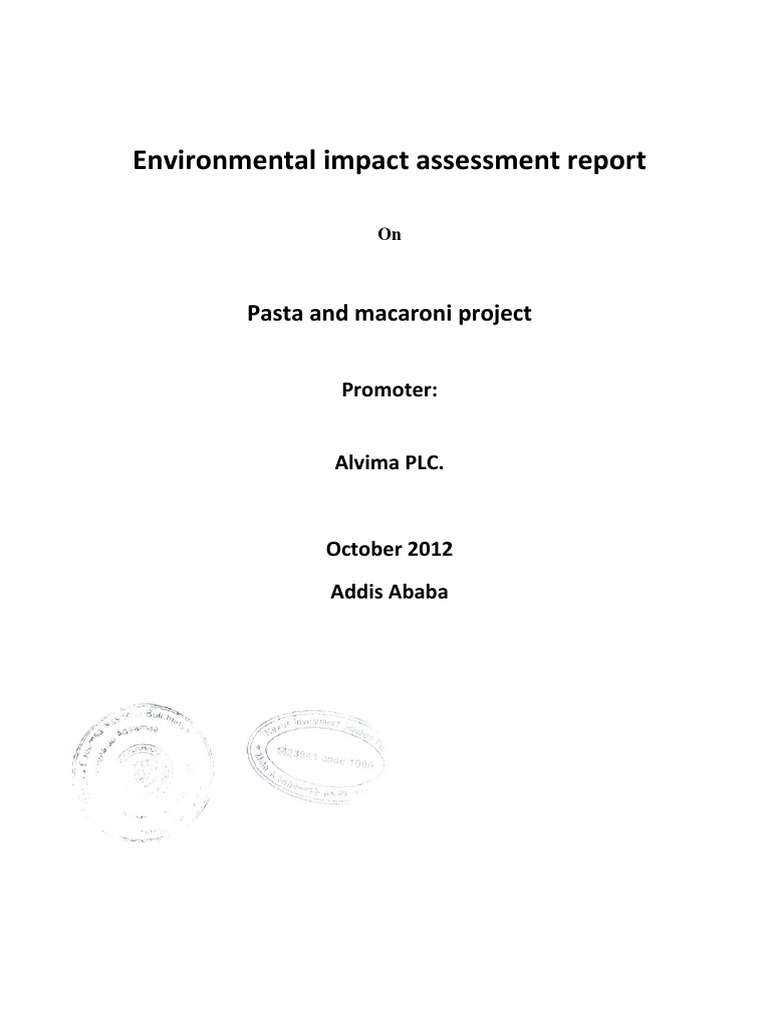 Alvima Foods Environmental Impact Report | PDF | Environmental Impact ...