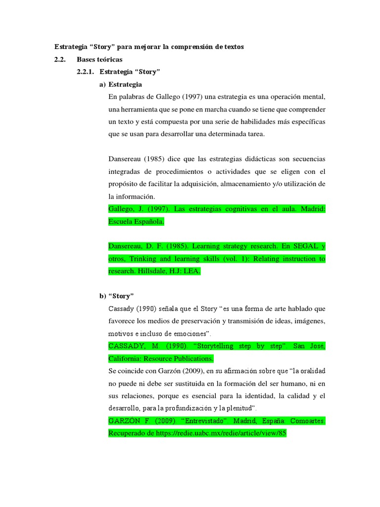 Estrategia STORY y Comprension de Textos | PDF | Comprensión lectora ...