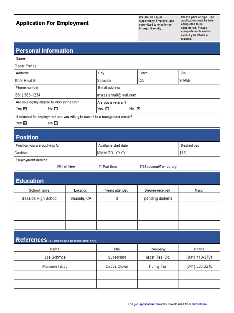 Job Application Form Template Download Standard 20170814 | PDF | Employment