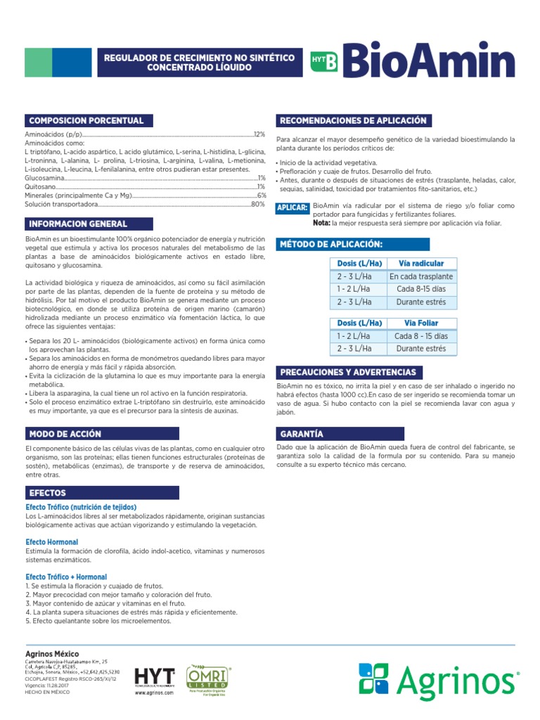 BioAmin Ficha | PDF | Metabolismo | Proteínas