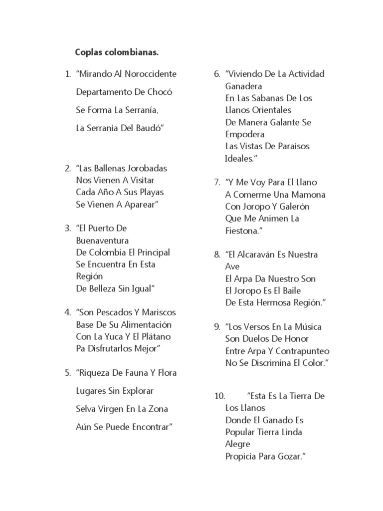 Coplas Colombianas | PDF