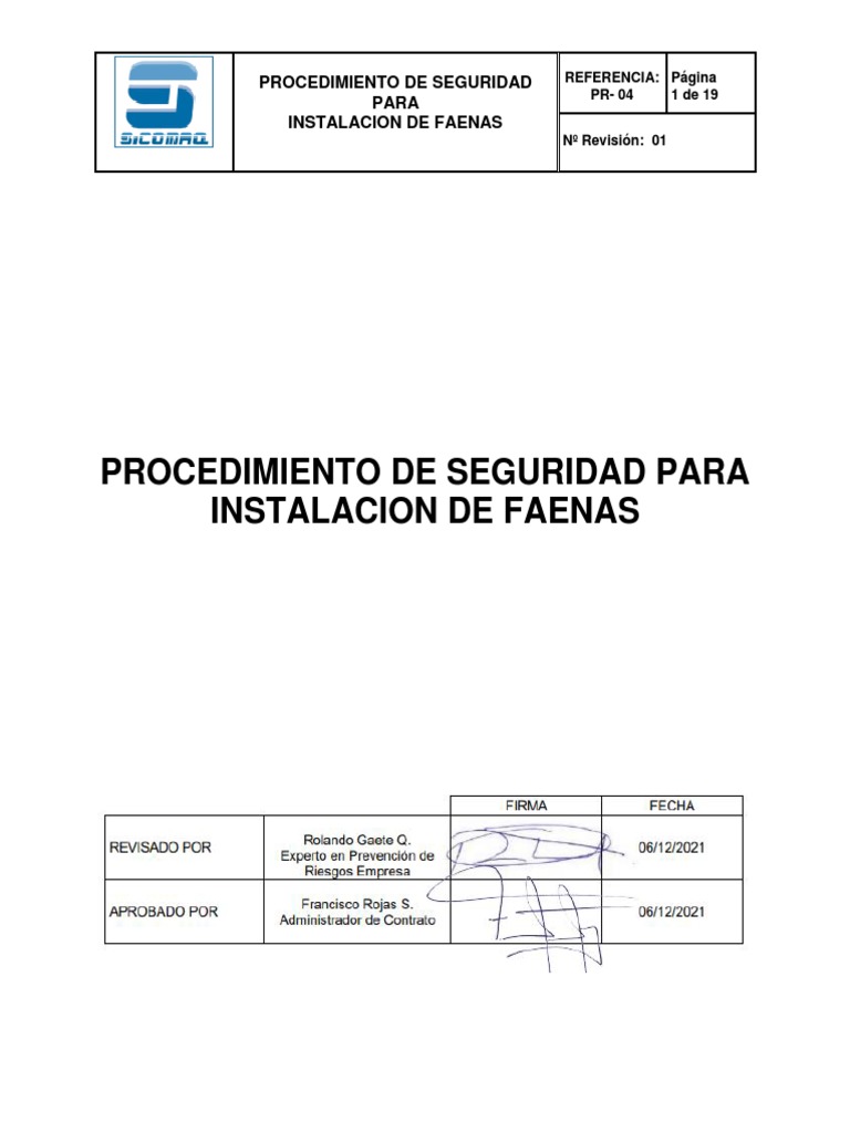 Proc - Pr-Procedimiento para Instalacion de Faena | PDF
