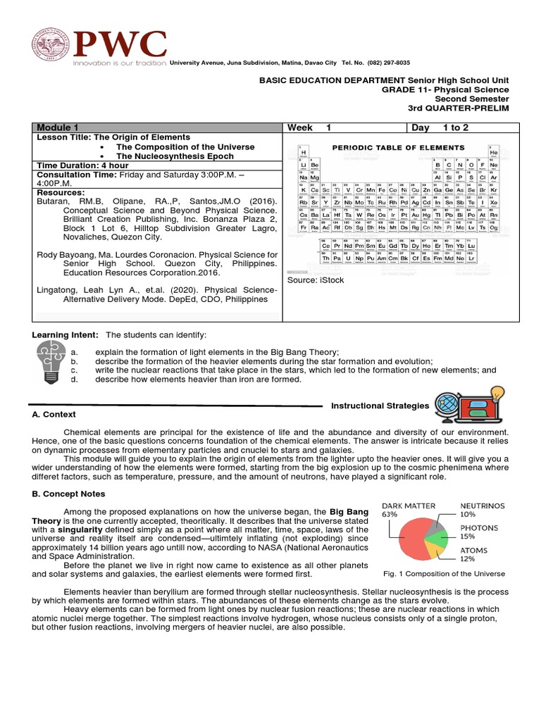 Week 1 Day 1 To 2: GRADE 11-Physical Science 3Rd Quarter-Prelim | PDF