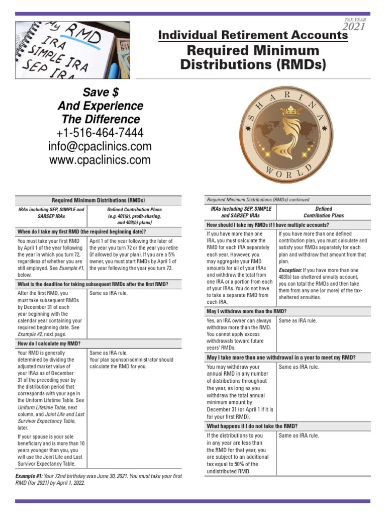 Individual Retirement Accounts - Required Minimum Distributions RMDs ...