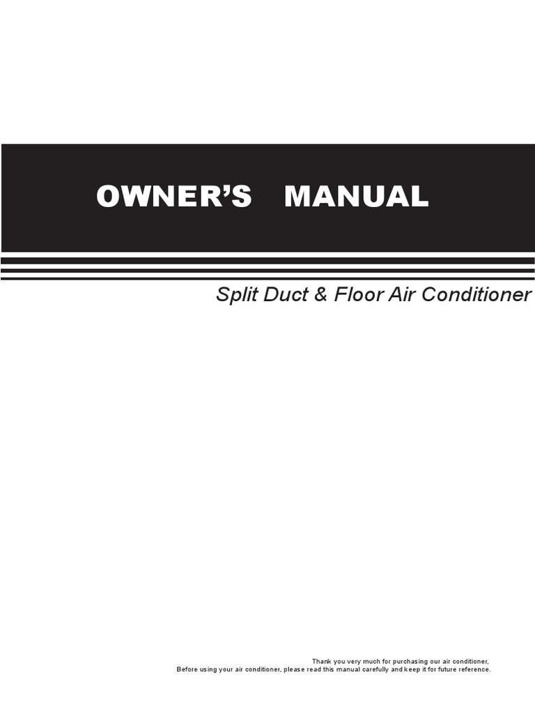 Owner'S Manual: Split Duct & Floor Air Conditioner | PDF | Air ...