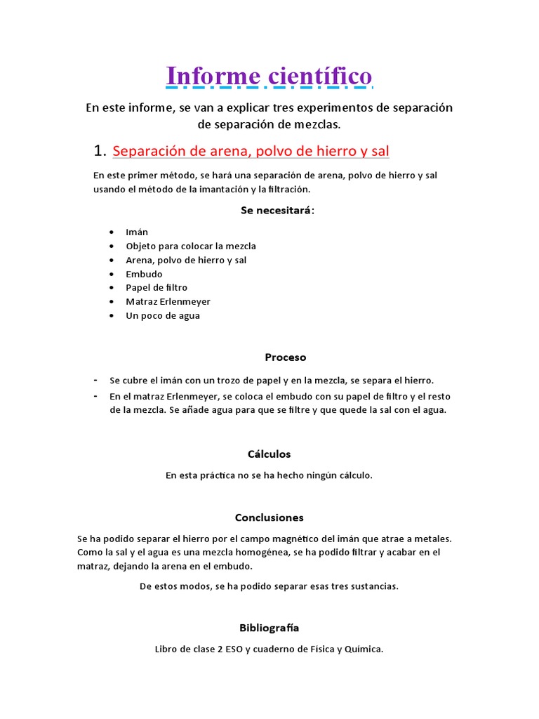 Informe Científico Javi | PDF | Agua | Mezcla