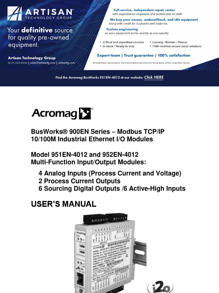 Acromag 951EN 4012 Manual 202049102250 | PDF | Computer Engineering | Networking Standards