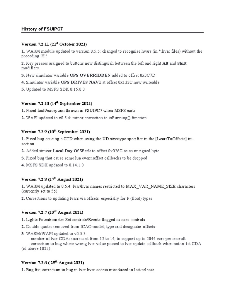 Preceding 'H:' Modifiers.: History of FSUIPC7 | Download Free PDF | Command Line Interface ...