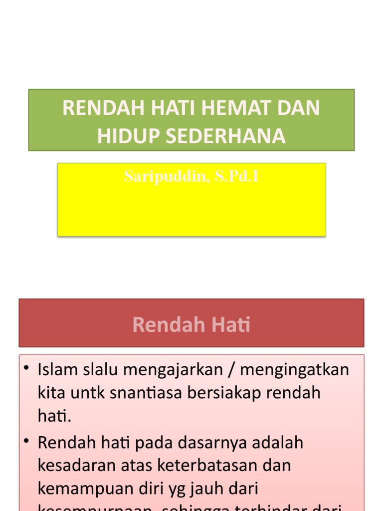 Sikap Rendah Hati dan Hidup Sederhana | PDF