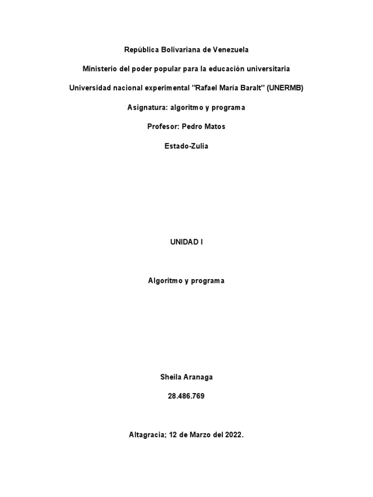 Unidad I Algoritmo y Programa | PDF | Algoritmos | Lenguaje de programación