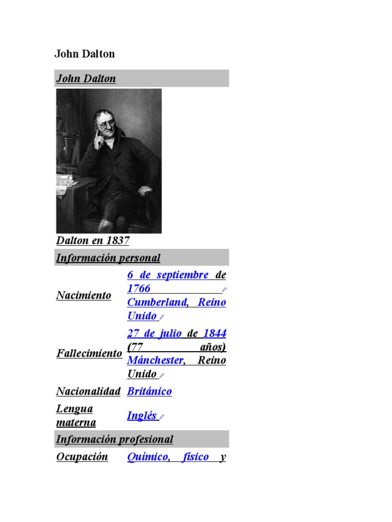 John Dalton | PDF | Química | Naturaleza