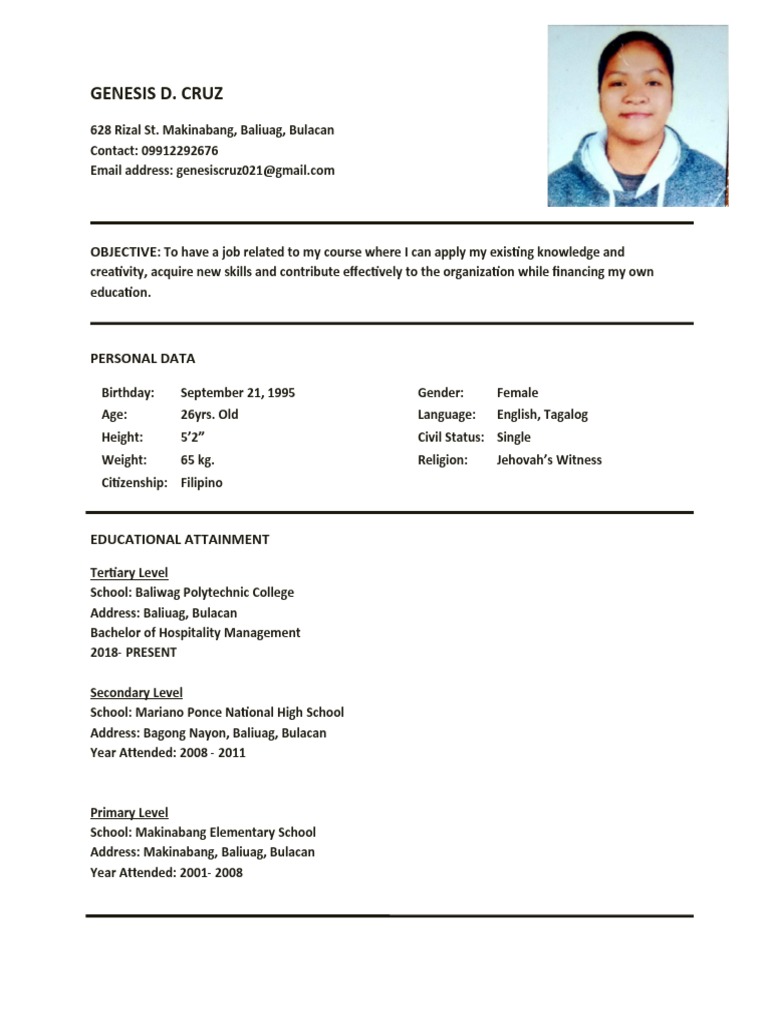 Genesis D. Cruz Resume Overview | PDF | Career & Growth | Wellness