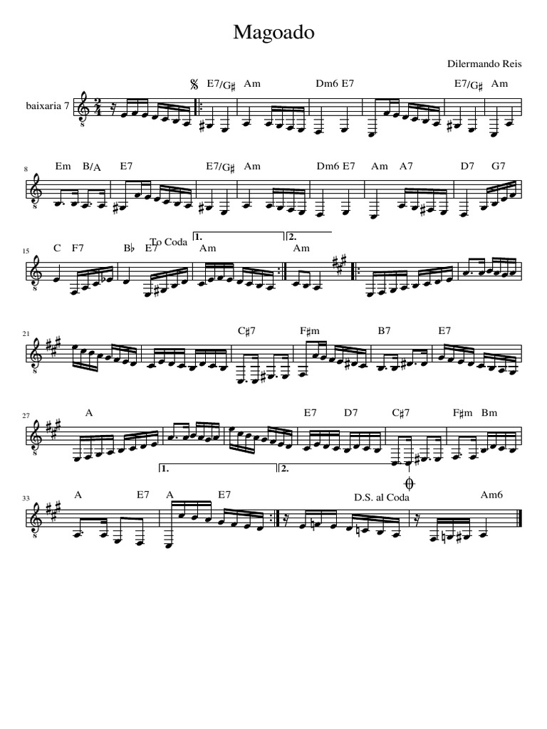 Magoado: Dilermando Reis Am E7/G E7 Dm6 Am E7/G | PDF