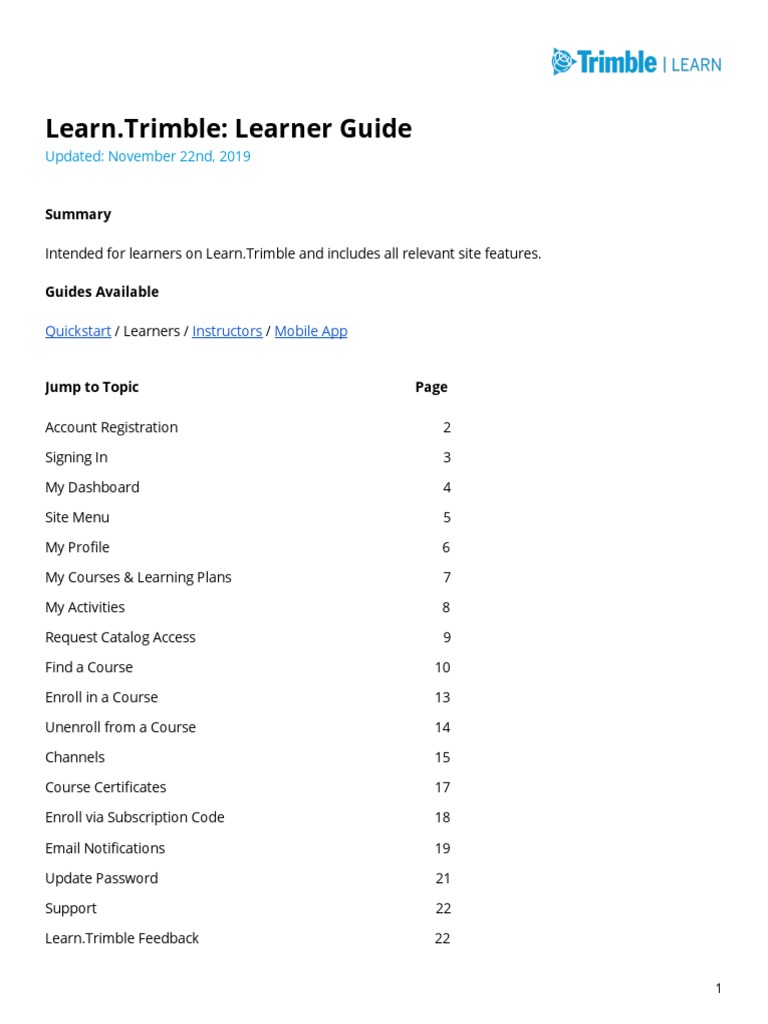 Learn - Trimble - Learner Guide | PDF | Cyberspace | Communication