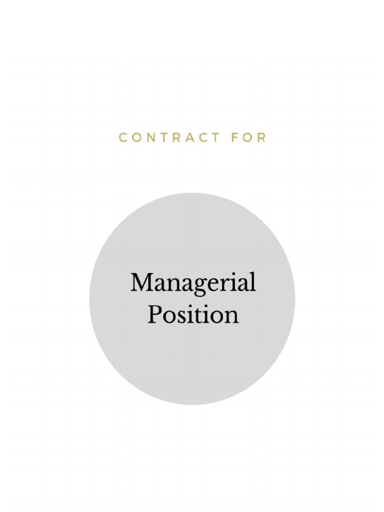 Contract: Managerial Position | PDF | Employment | Justice