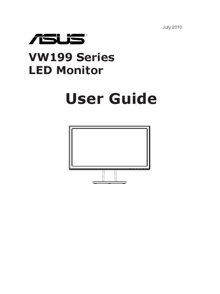 Asus LCD Monitor - VW199 - User Guide | PDF | Computer Monitor ...