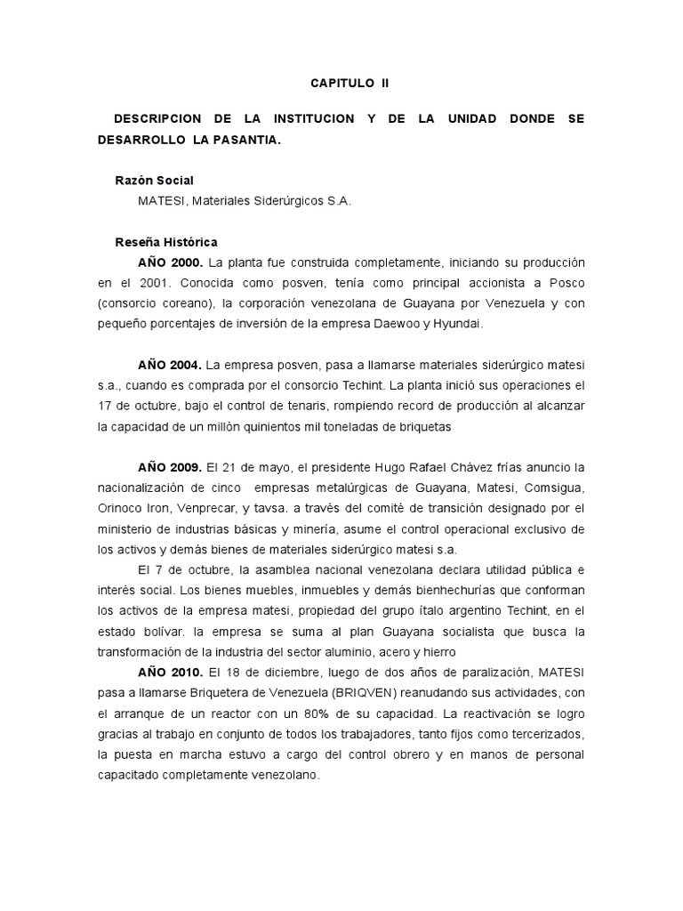 Matesi Historia | PDF | Venezuela | Calidad (comercial)