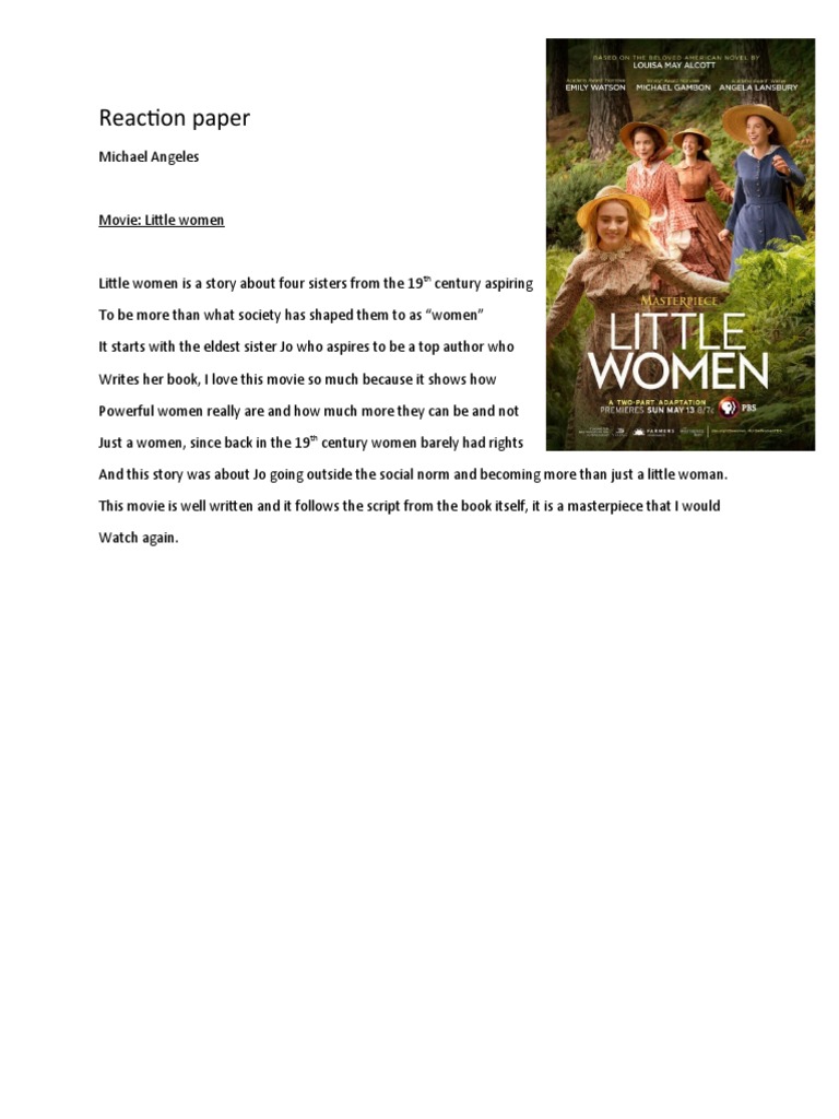 Reaction Paper Little Women | PDF | Mystery, Thriller & Crime Fiction
