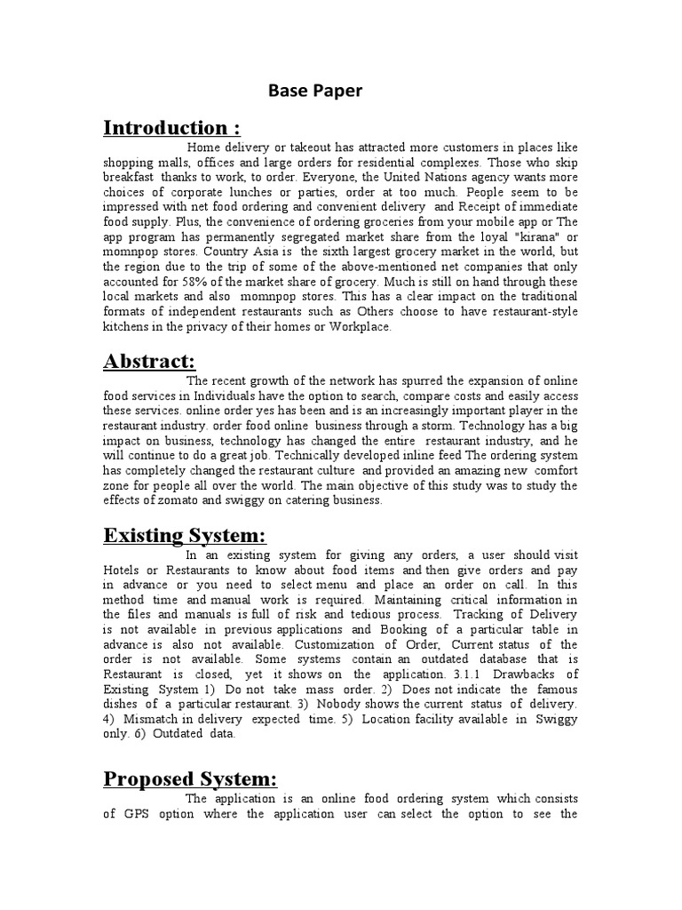 Base Paper | PDF | Menu | Restaurants
