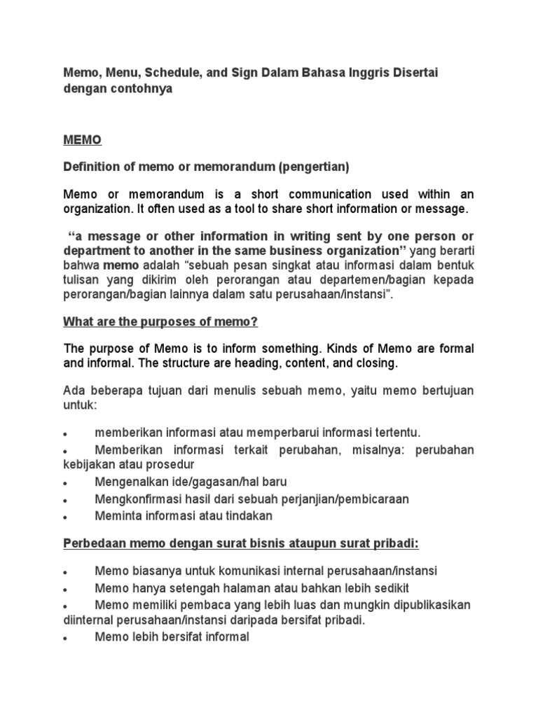 Panduan Lengkap tentang Memo | PDF | Karier & Perkembangan | Kajian ...